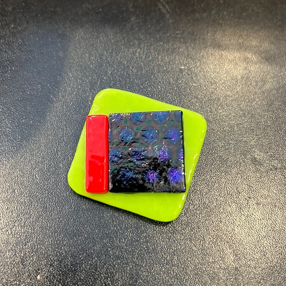 Handmade | Jewelry | Vintage Handmade Fused Glass Brooch | Poshmark